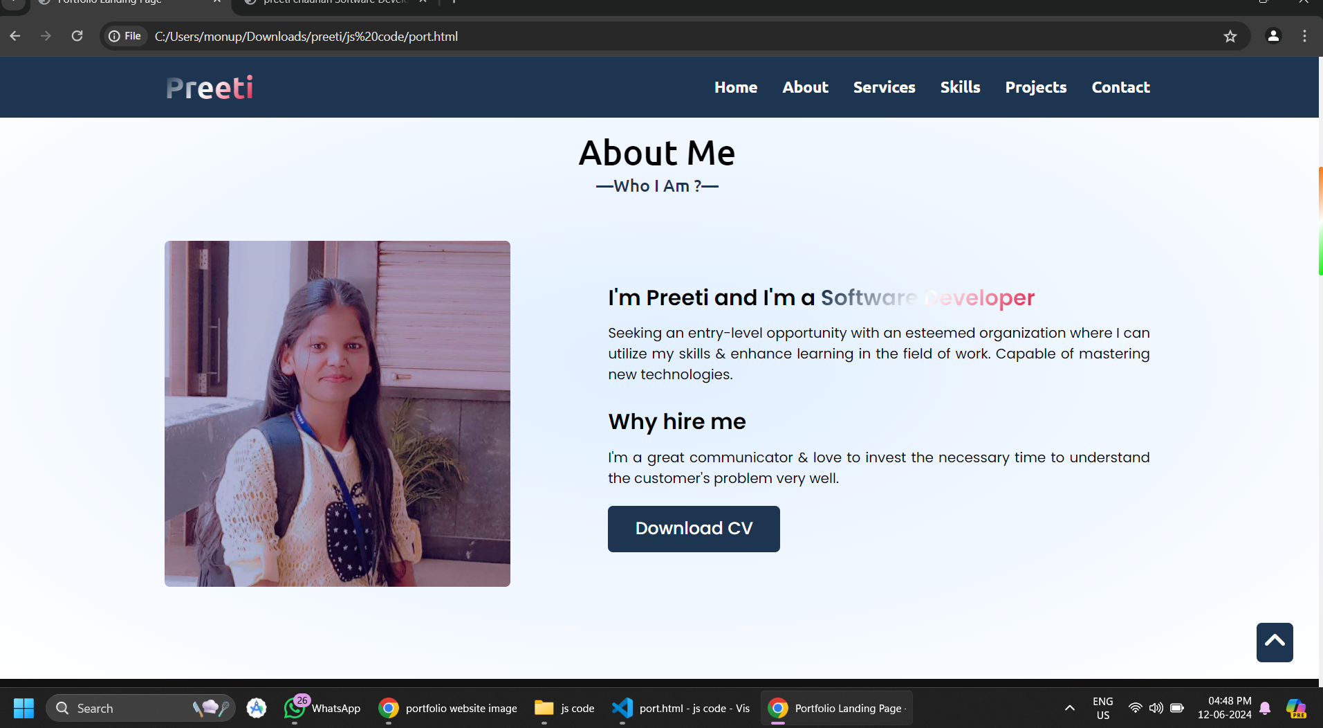 Portfolio Landing Page